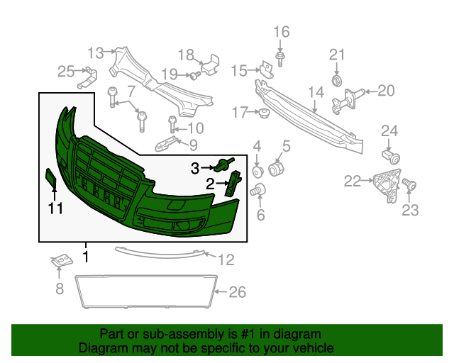 Genuine Audi 4F0-807-105-D-GRU | Bumper Cover | FREE Shipping on Most ...