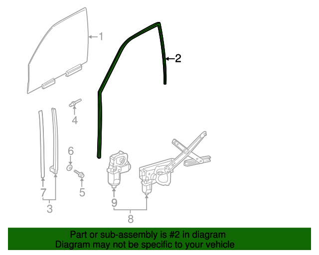 Genuine Run Channel for 1999-2009 Saab 9-5 | Part# 5364385 | Over 30% ...