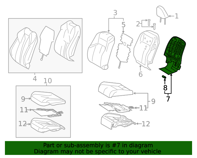 2019-2023 Lexus ES300h Seat Back Panel 71705-06260-C1 | OEM Parts Online