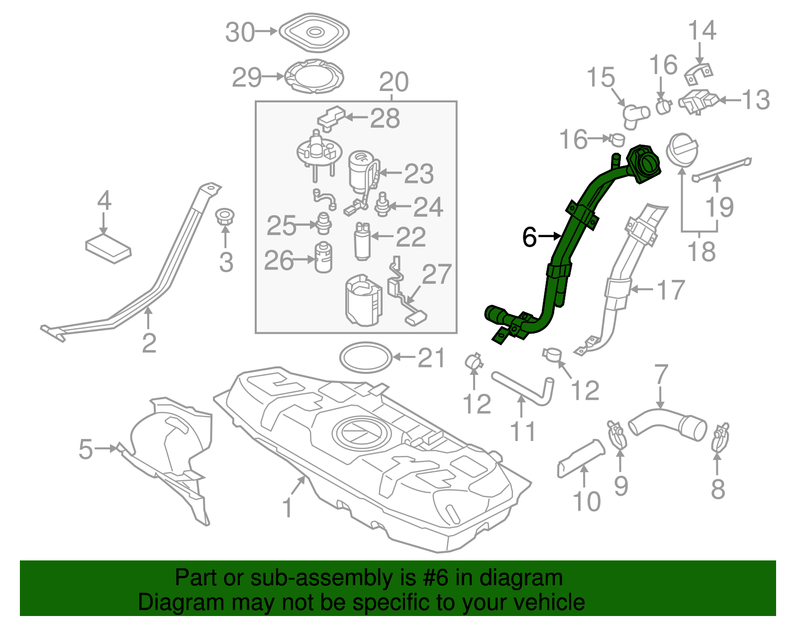 2012-2017 Kia Rio Filler Pipe 31040-1W500 | Retail Performance Auto Parts
