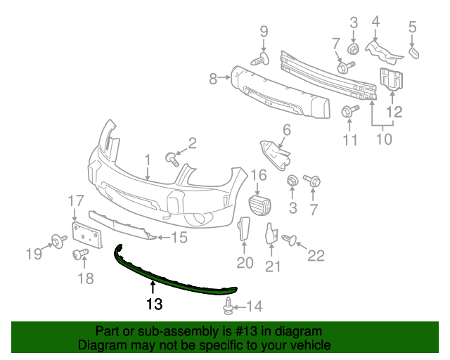 22714706 - Front Bumper Fascia Air Deflector 2006-2011 Chevrolet HHR ...