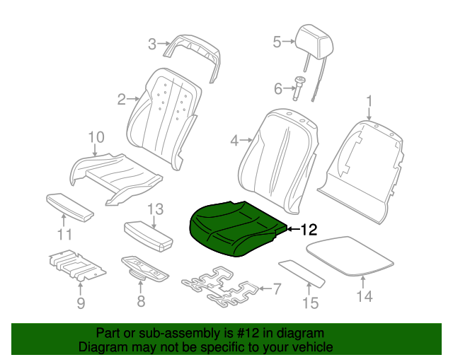 52-10-7-280-560 - Cover for comfort seat, leather right 2012-2019 BMW ...