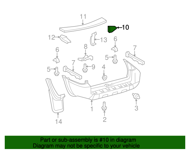 52587-35020 - Bumper Cover Support Rail 2006-2009 Toyota 4Runner ...