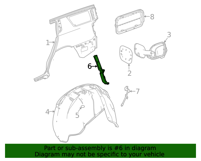 2021-2023 GM Rear Passenger Side Wheelhouse Liner Bracket 84805294 ...