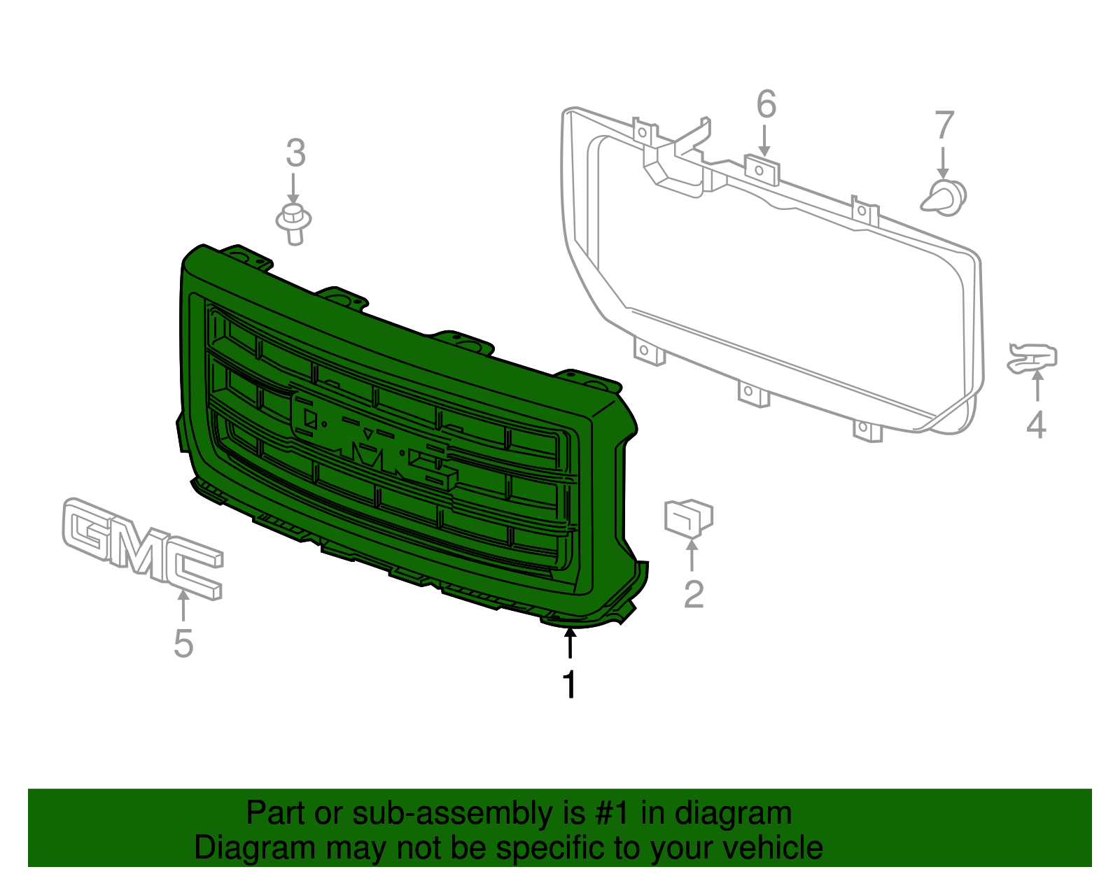 84065168 - Front Grille 2017-2018 GMC Sierra 1500 | AutoNation Parts