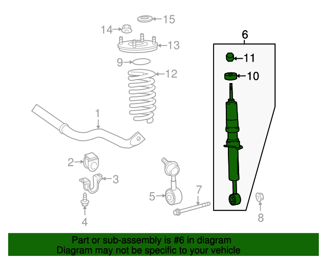 48510-34010 - Shock Absorber (Left, Right, Front) - 2008-2011 Toyota ...