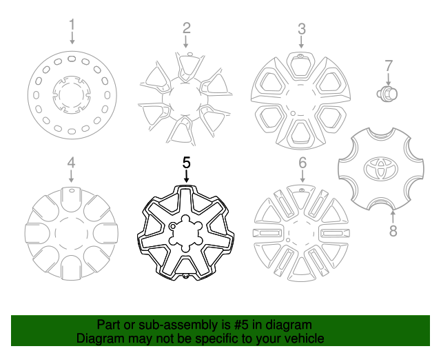 42611-35581 - Wheel Disc 17x7.5 Inch - 2017-2024 Toyota 4Runner ...