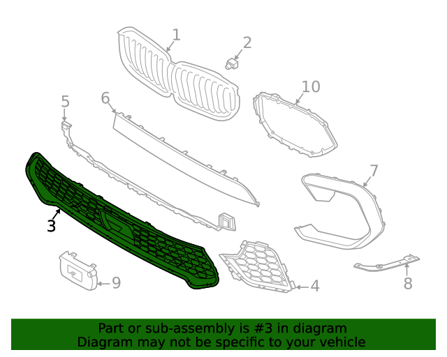Genuine BMW 51-11-8-077-210 | Center Grille | FREE Shipping on Most ...