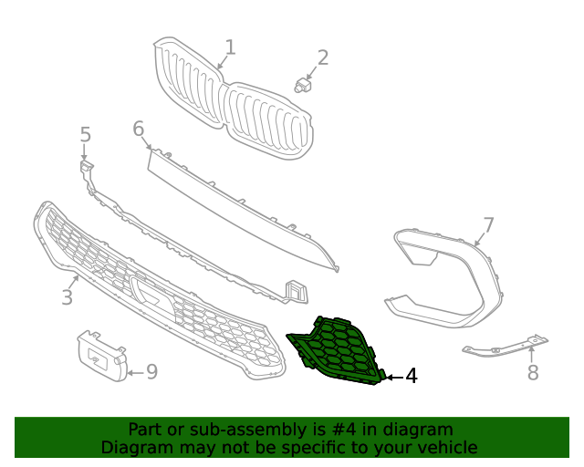 Genuine BMW 51-11-8-076-402 | Outer Grille | FREE Shipping on Most ...