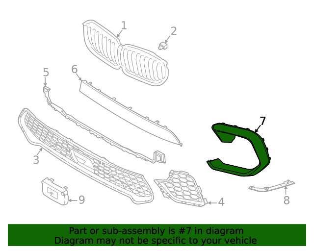 2020-2023 BMW X6 Trim on grill, side, right 51-11-8-081-638 | AutoNationParts.com