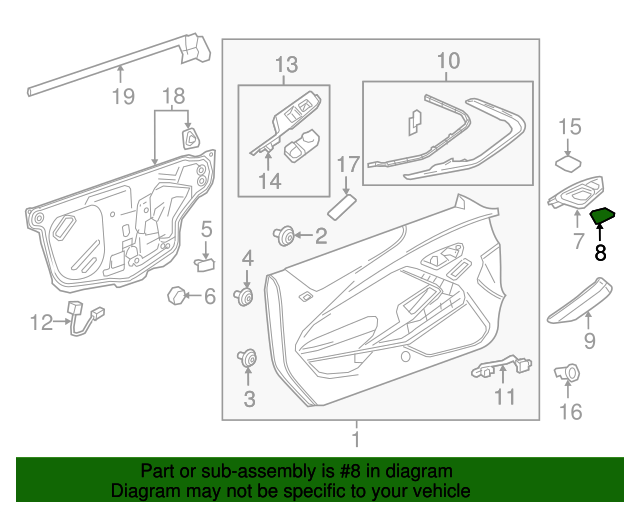 2016-2023 Chevrolet Camaro Black Front Driver Side Inside Door Handle ...