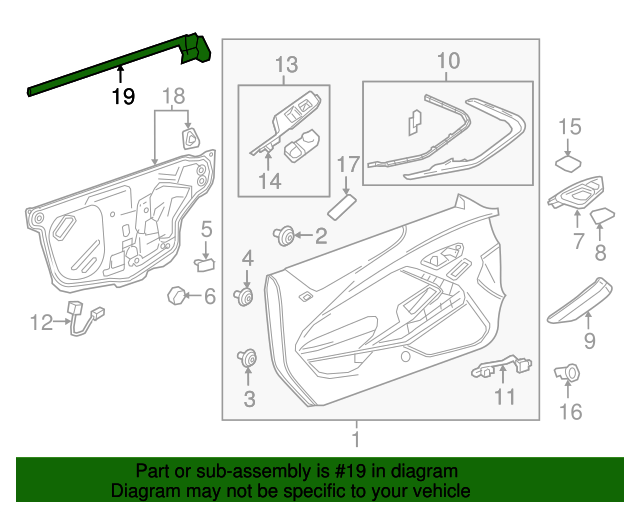 2016-2023 Chevrolet Camaro Front Driver Side Door Window Inner Sealing ...