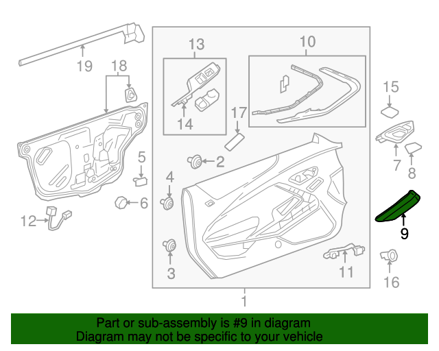 23365019 - Jet Black Front Driver Side Door Armrest Pull Cup Bolt Cap ...