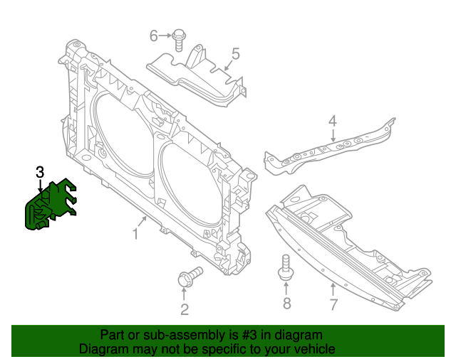 2009-2014 Nissan Maxima Radiator Support Retainer 62598-9N00A ...