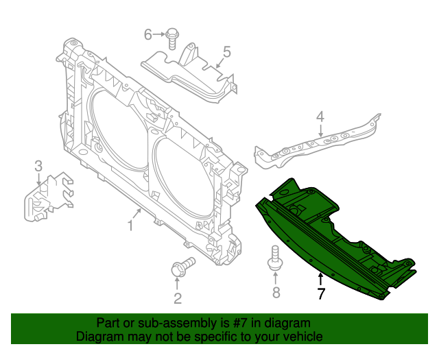 75890-JA00E - Radiator Support Splash Shield 2007-2014 Nissan ...