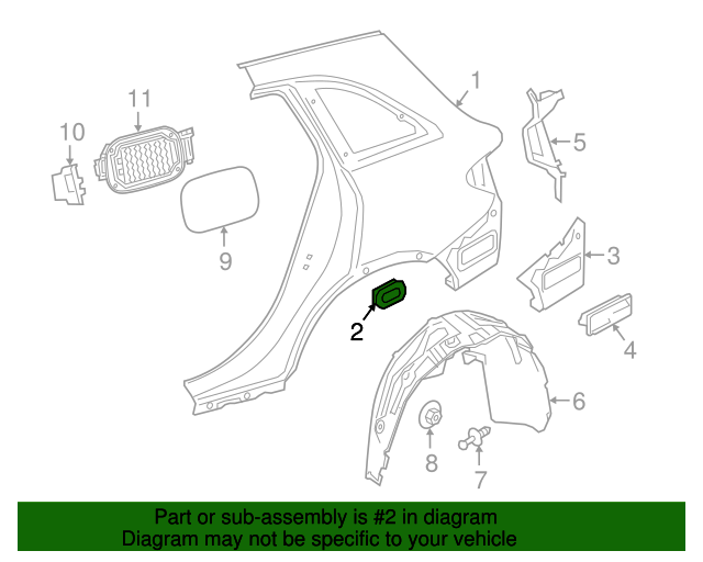 2018-2020 Mercedes-Benz GLC 350e Quarter Panel Plug 003-998-48-50 | MB ...