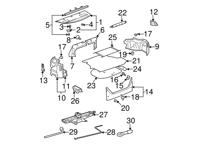 64323-33030 - Pkg Tray Trim Bracket 2002-2006 Toyota Camry | Longo ...