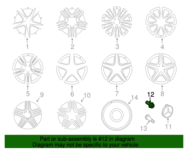 000-990-18-07 - Wheel Lug Bolt 2010-2024 Mercedes-Benz ...