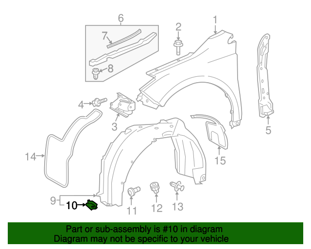 2012-2018 Toyota Fender Liner Retainer 53879-06030 | Toyota Parts
