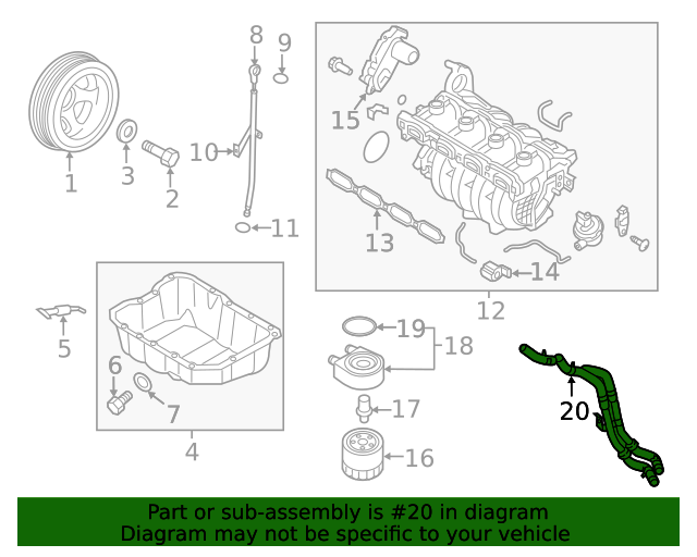 25470-2GGA5 - Oil Cooler Tube 2016-2017 Kia Optima | Kia.Parts Store