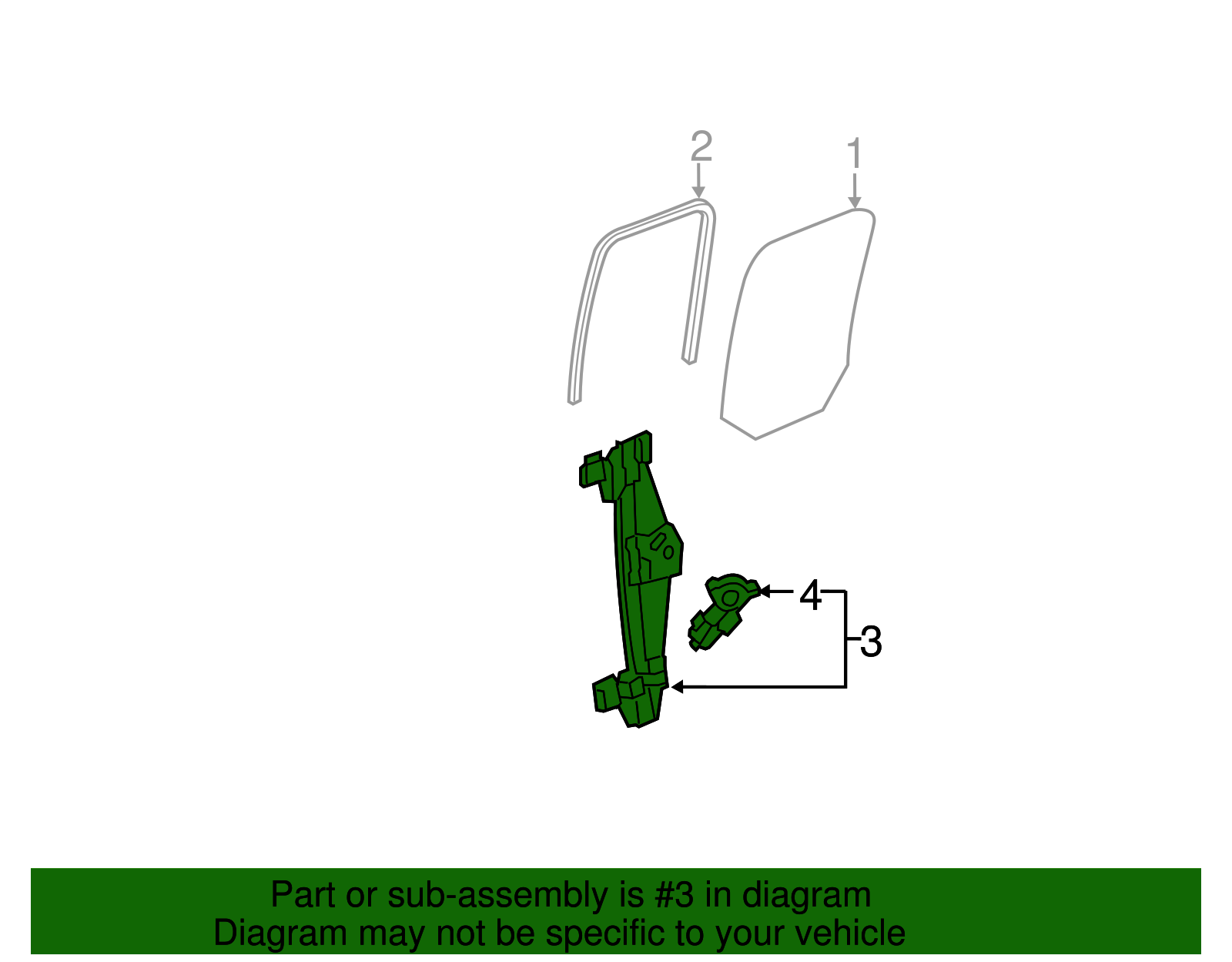 2007-2013 GM Rear Driver Side Power Window Regulator and Motor Assembly ...