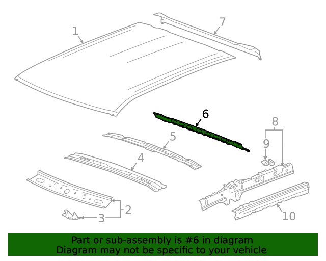 2019-2024 GM Roof Rear Header Panel 23381613 GM | GMPartsDirect.com
