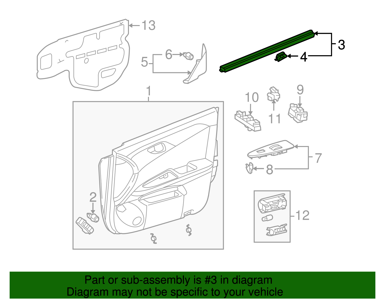 2005-2012 Toyota Avalon Inner Weather-Strip 68171-AC020 | Toyota San ...