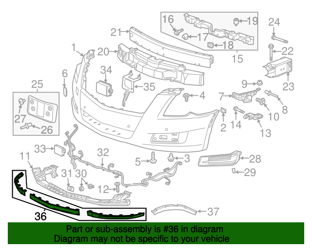 2013-2019 Cadillac XTS Front Bumper Valance Panel Attachment 23440976 ...