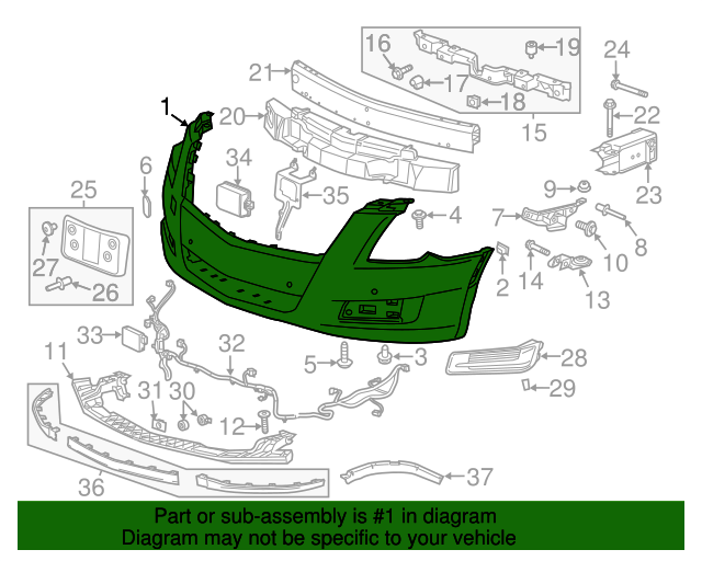 22859817 - Front Upper Bumper Cover 2014-2017 Cadillac XTS | Chevrolet ...