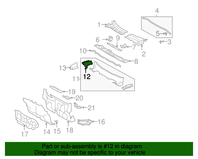 2009-2013 Toyota Corolla Cowl Side Panel 55705-02080 | OEM Parts Online