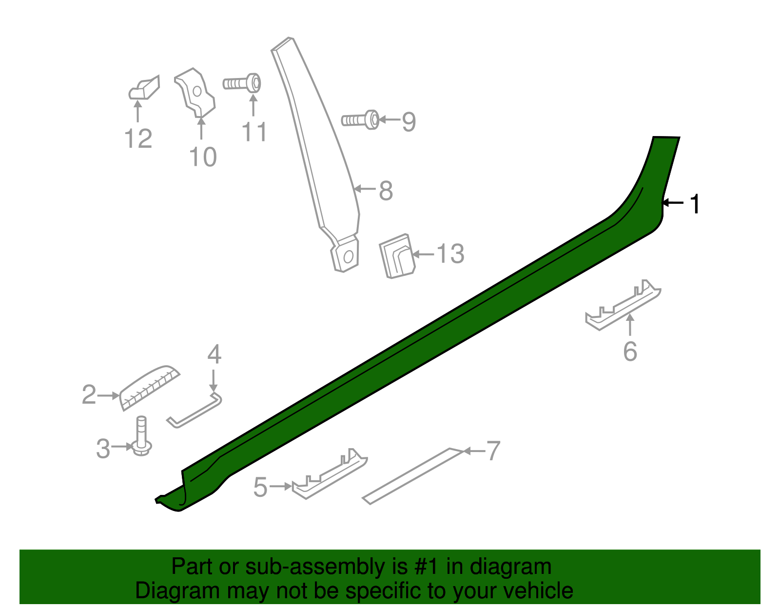 2016-2018 Audi A7 Quattro Rocker Molding 4G8-853-856-J-GRU | Audi USA Parts