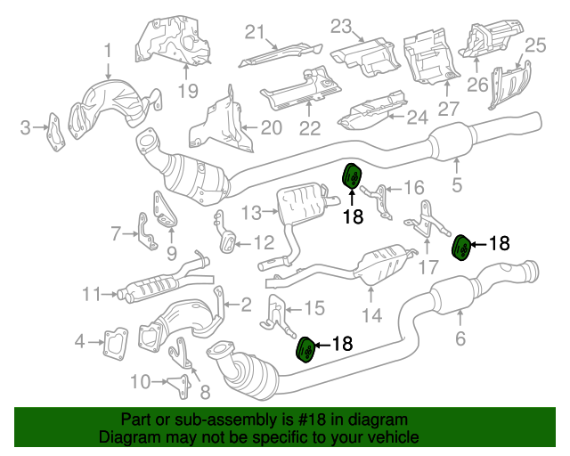 212-492-04-44 - Muffler & Pipe Bushing 2010-2018 Mercedes-Benz ...