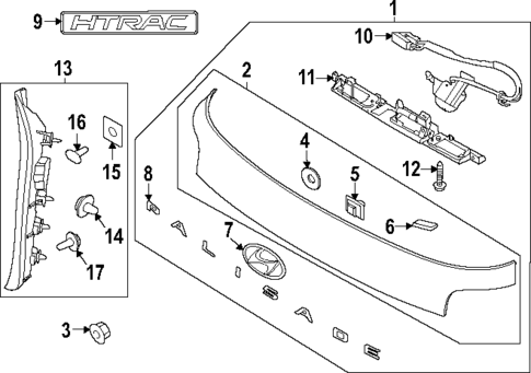 Exterior Trim - Lift Gate for 2024 Hyundai Palisade | QuirkParts