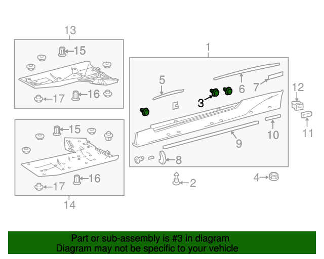 Lexus OEM Rocker Molding Clip Part# 75867-AA010 | OEM Vehicle Parts