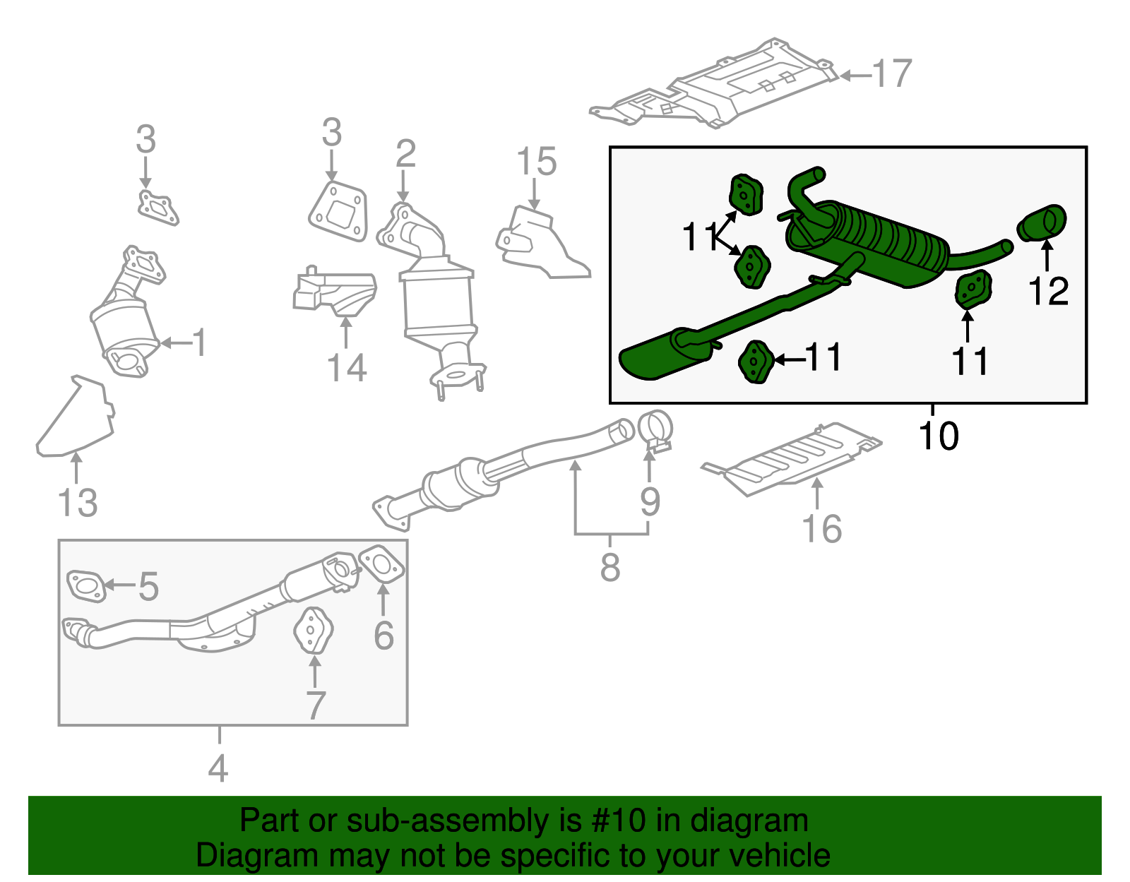 2013-2017 GM Exhaust Muffler Assembly 22837449 GM | GMPartsDirect.com
