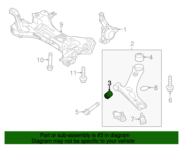 54551-1J000 - Lower Control Arm Front Bushing 2012-2017 Kia Rio | Kia ...