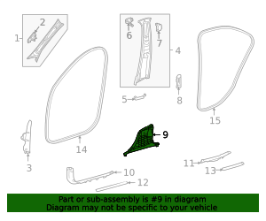 Trim, B-Pillar 223-690-39-06-9051 | Mercedes-Benz Parts