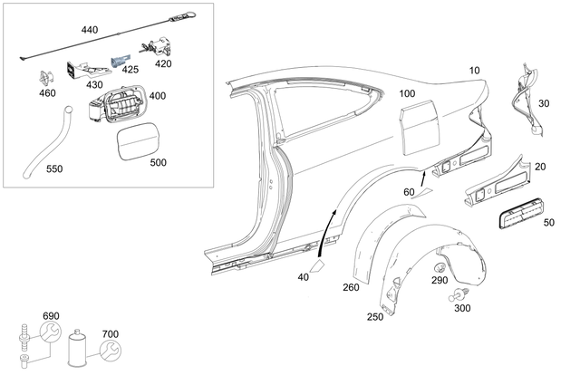 204-757-05-06 - Paneling, Fuel Fill Flap 2012-2015 Mercedes-Benz ...