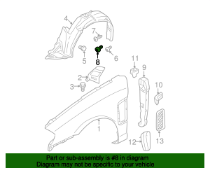 2003-2008 Hyundai Tiburon Fender Liner Screw 12442-06206-B | Hyundai ...