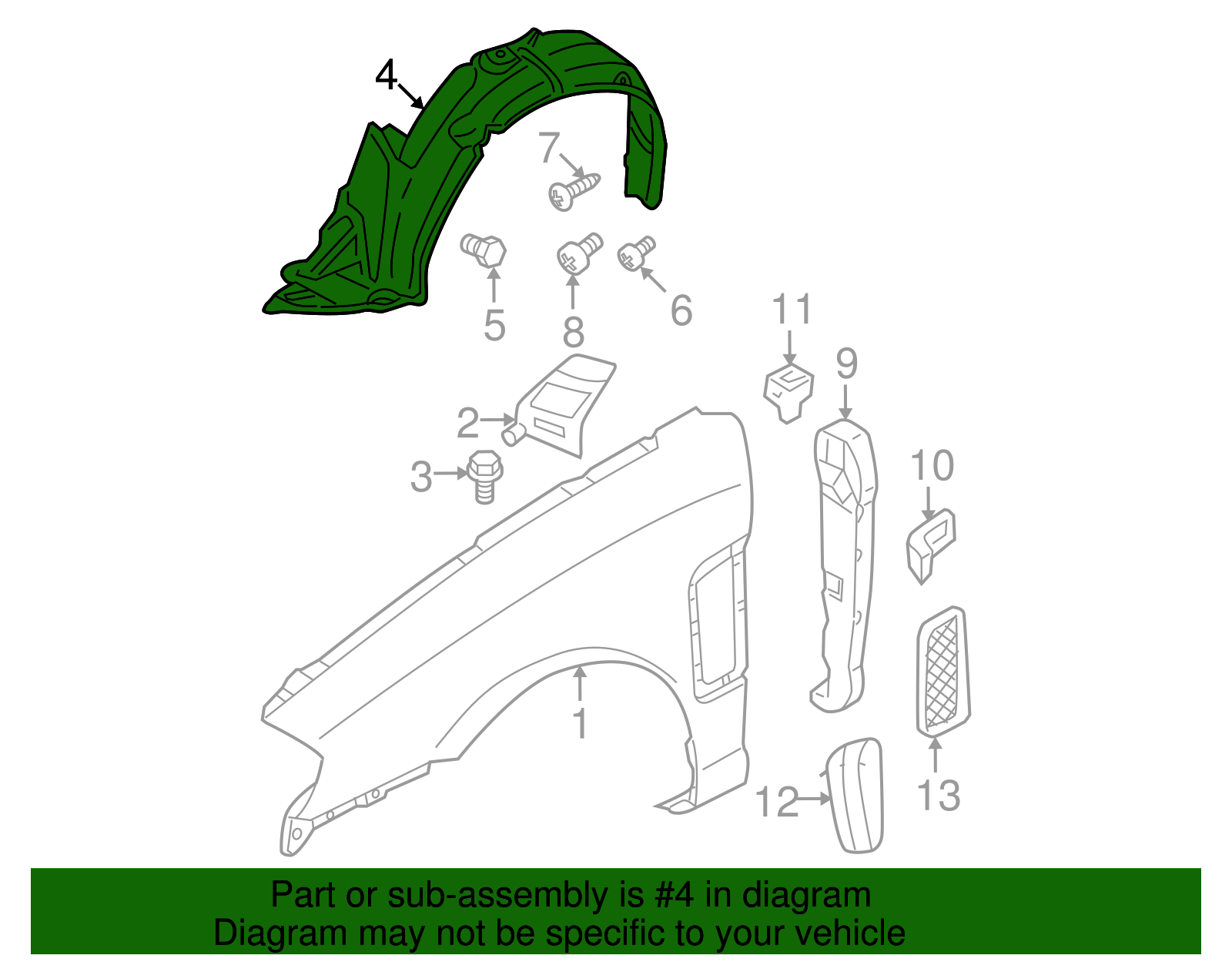 86811-2C500 - Fender Liner 2005-2006 Hyundai Tiburon | Hyundai OEM Part