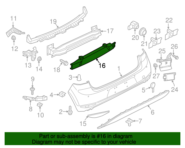 5GM-807-251-C - Bumper Impact Absorber 2018-2021 Volkswagen ...