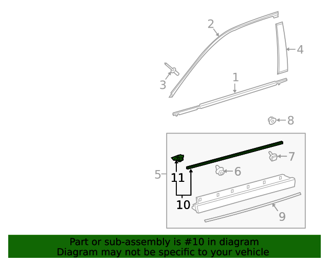 67865-76010 - Body Side Molding Weatherstrip - 2019-2023 Lexus ...