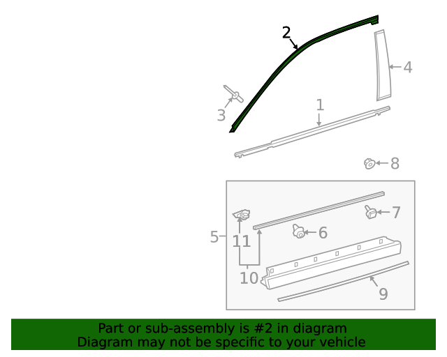 75754-76020 - Door Reveal Molding 2019-2024 Lexus | AutoNationParts.com