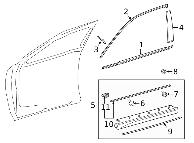 67865-76010 - Body Side Molding Weatherstrip - 2019-2023 Lexus ...