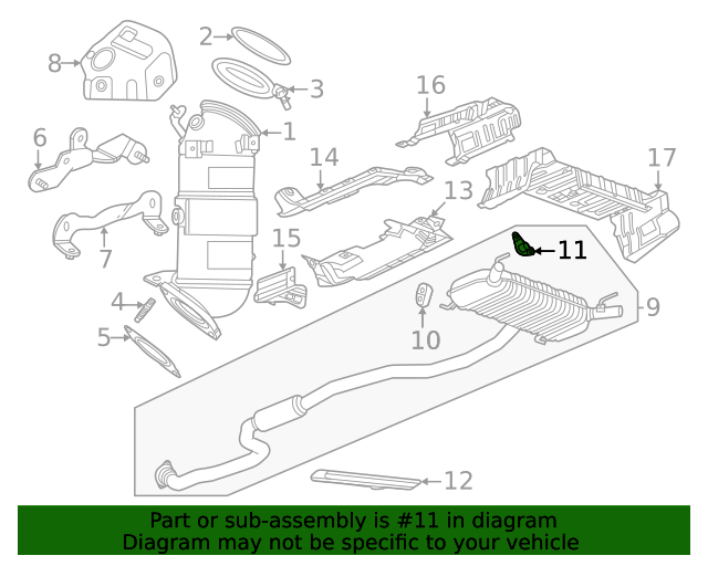 2021-2022 Cadillac CT4 Muffler & Pipe Hanger 84922371 | GMPartsDirect.com