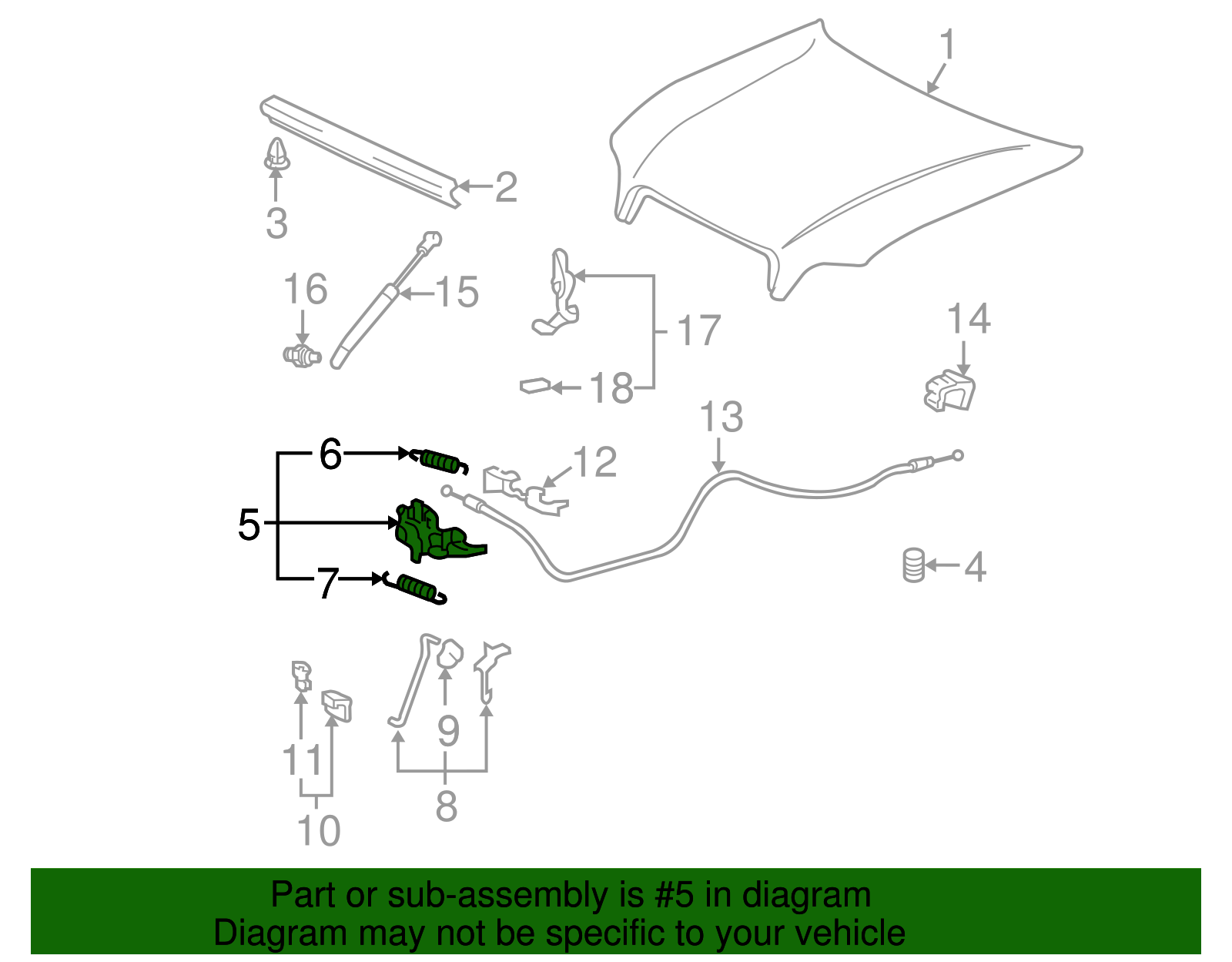 Genuine Toyota Hood Latch part# 53510-0C020 for 2001-2007 Toyota ...