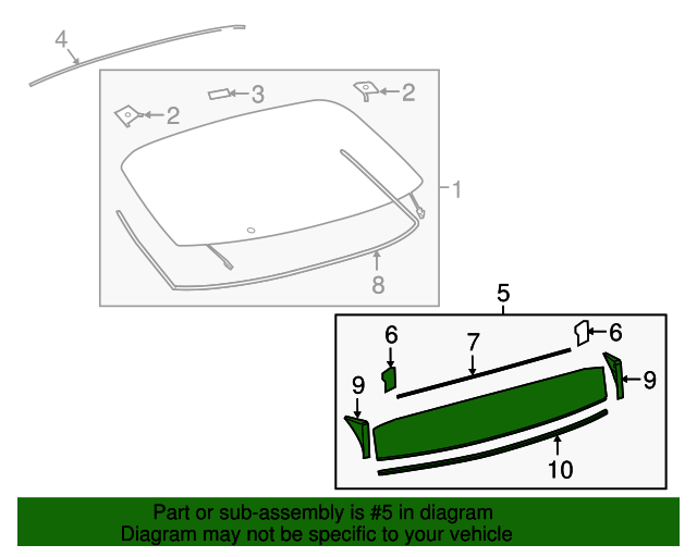 64801-47031 - Lower Glass - 2016-2022 Toyota | OEM Genuine Toyota Parts