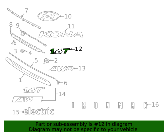 86319-J9000 - Hatch Emblem 2018-2023 Hyundai Kona | AutoNationParts.com