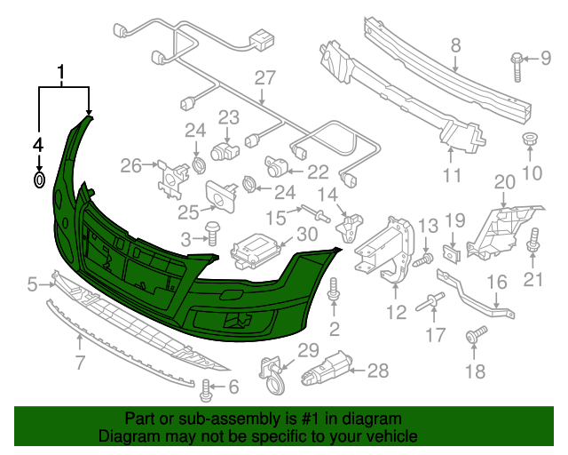2012-2015 Audi A7 Quattro Bumper Cover 4G8-807-065-AB-GRU | Genuine ...