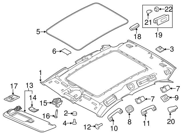 2015-2021 Porsche Macan Sun-Visor 95B-857-551-BA-OU5 | Gaudin Porsche Parts